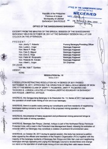 Barangay Resolution Retracting Resolution No. 14 Series of 2011 | SAVE ...